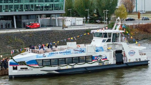 HYBRID HAMBURG FERRY CARRIES COSCO NAME - Clean Shipping International